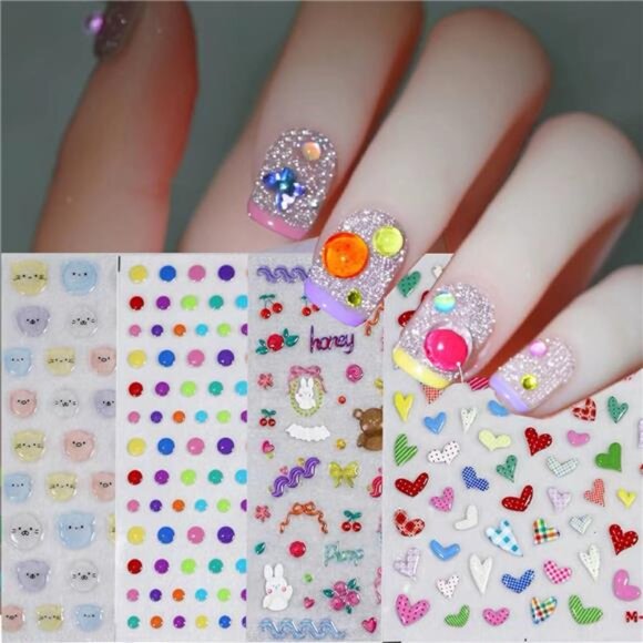 Makeup | New Jelly Gel Nail Art Stickers 5d Embossed Nail Stickers ...